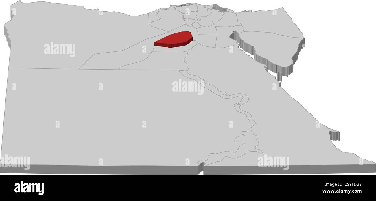 Map of Egypt as a gray piece, Faiyum is highlighted in red Stock Vector ...
