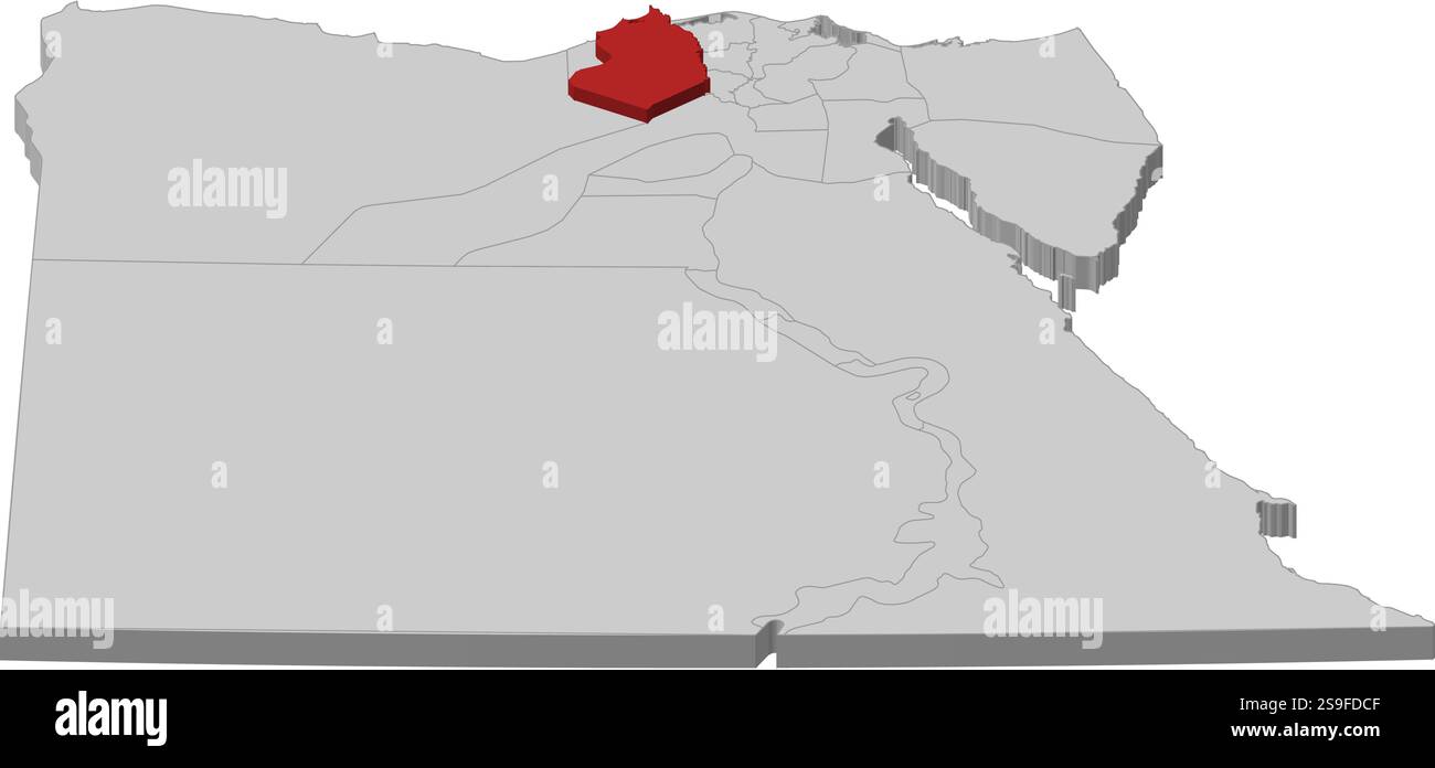 Map of Egypt as a gray piece, Beheira is highlighted in red Stock ...