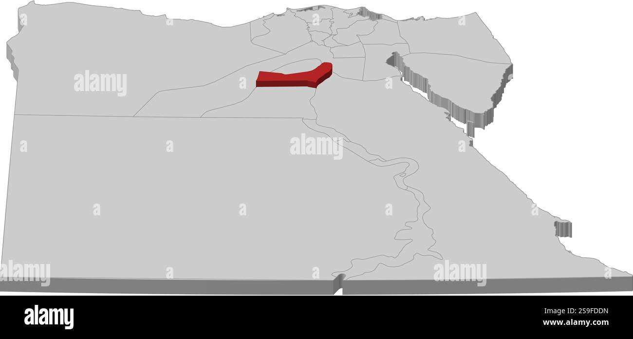 Map of Egypt as a gray piece, Beni Suef is highlighted in red Stock ...