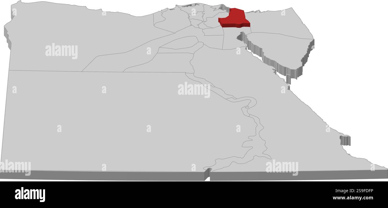 Map of Egypt as a gray piece, Ismailia is highlighted in red Stock ...