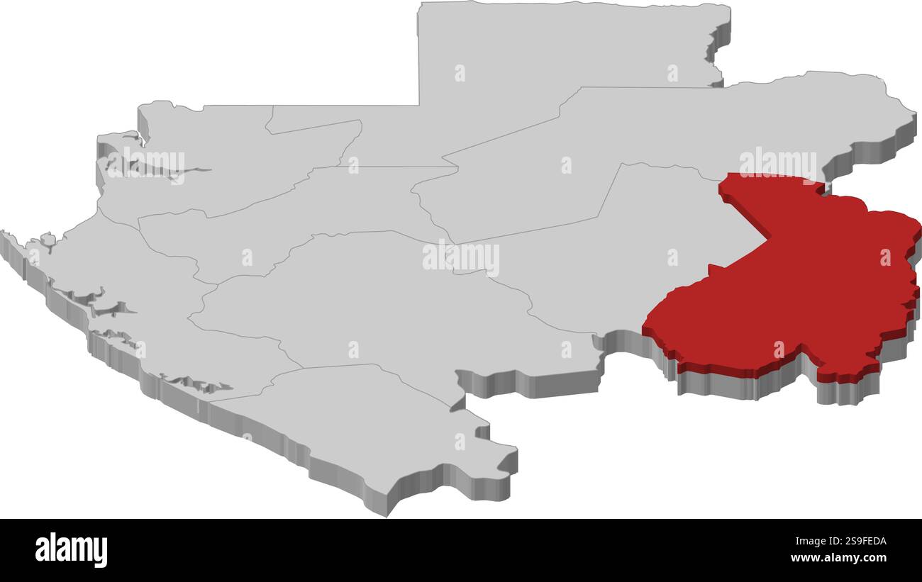 Map of Gabon as a gray piece, Haut-Ogooué is highlighted in red Stock ...