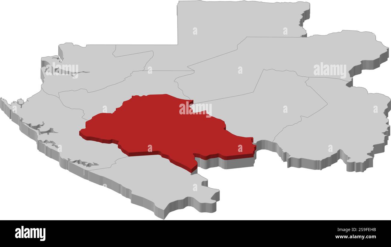 Map of Gabon as a gray piece, Ngounié is highlighted in red Stock ...