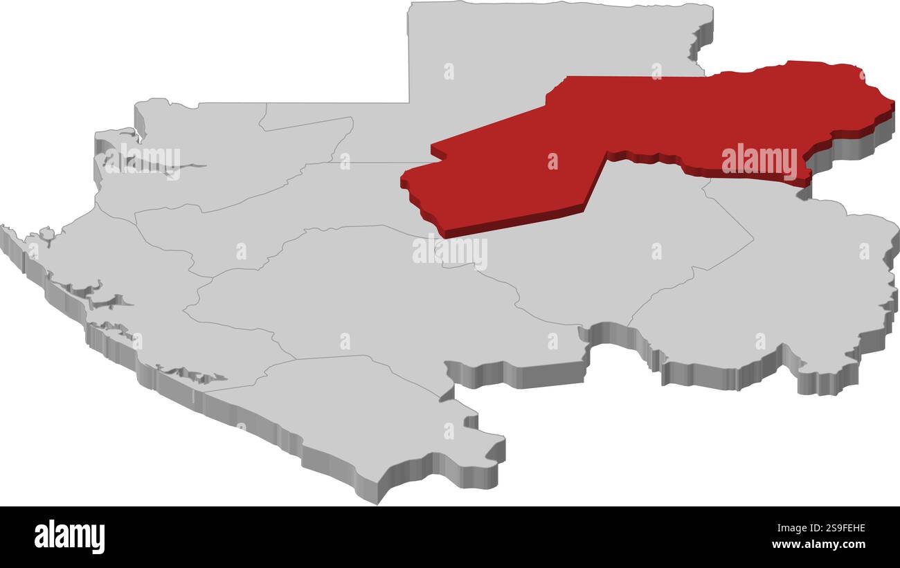 Map of Gabon as a gray piece, Ogooué-Ivindo is highlighted in red Stock ...