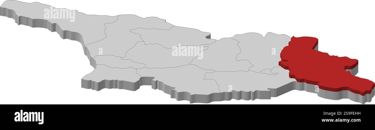 Map of Georgia as a gray piece, Kakheti is highlighted in red Stock ...