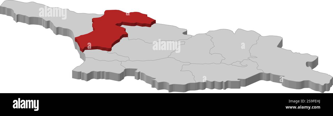 Map of Georgia as a gray piece, Samegrelo-Zemo Svaneti is highlighted ...