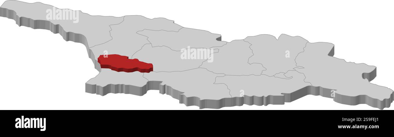 Map of Georgia as a gray piece, Guria is highlighted in red Stock ...