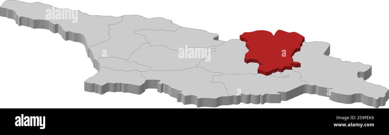Map of Georgia as a gray piece, Mtskheta-Mtianeti is highlighted in red ...