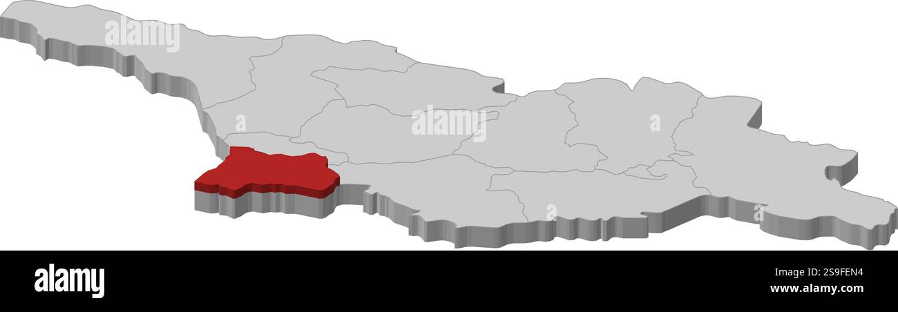 Map of Georgia as a gray piece, Adjara is highlighted in red Stock ...