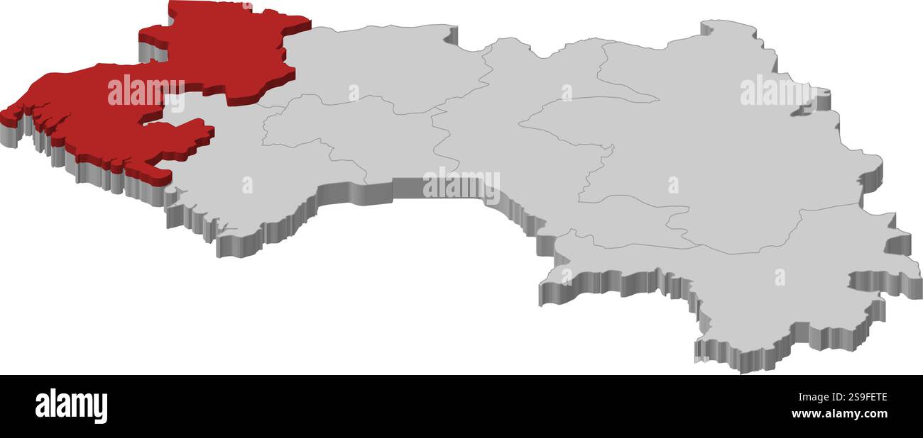 Map of Guinea as a gray piece, Boké is highlighted in red Stock Vector ...