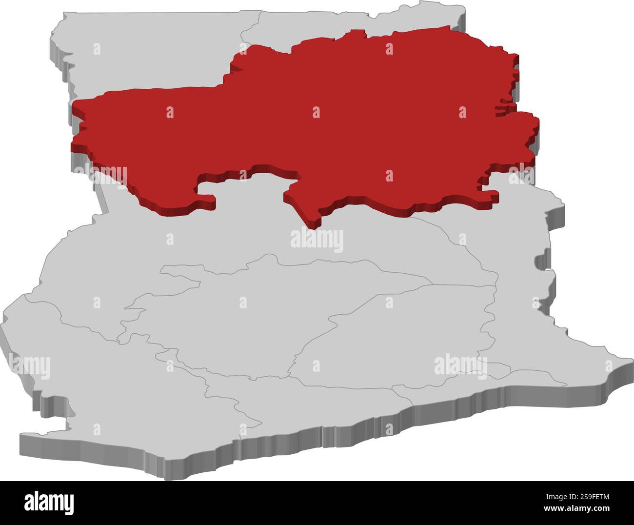 Map of Ghana as a gray piece, Northern is highlighted in red Stock ...