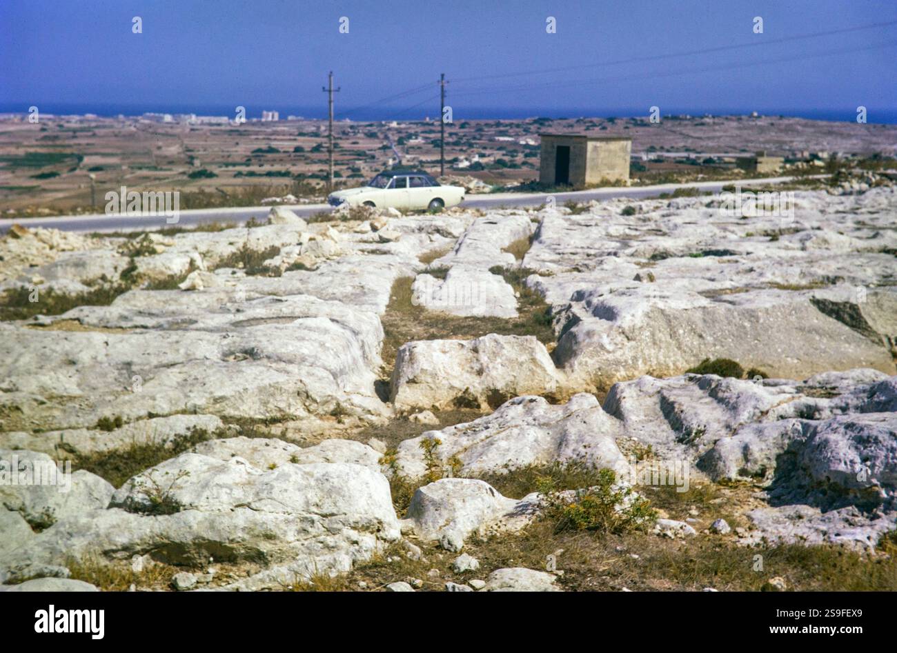 Prehistoric cart tracks crossing carboniferous limestone pavement ...