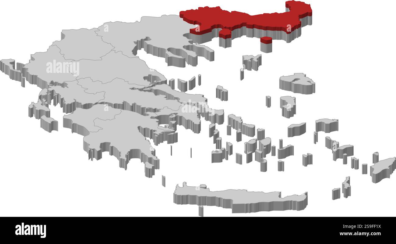 Map of Greece as a gray piece., East Macedonia and Thrace is ...