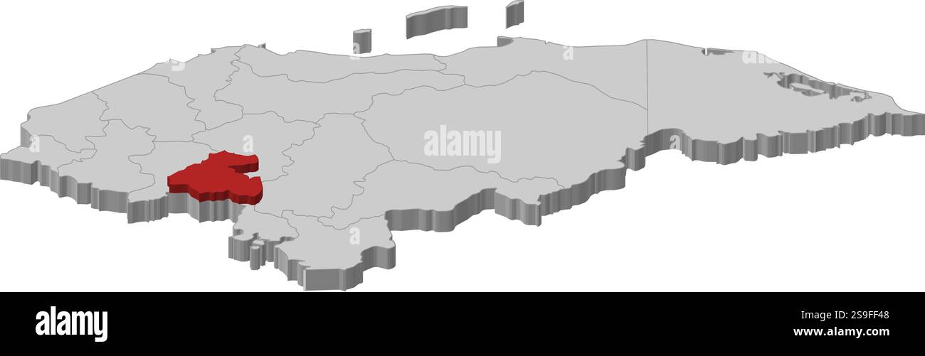Map of Honduras as a gray piece, La Paz is highlighted in red Stock ...