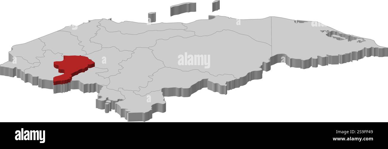 Map of Honduras as a gray piece, Intibucá is highlighted in red Stock ...