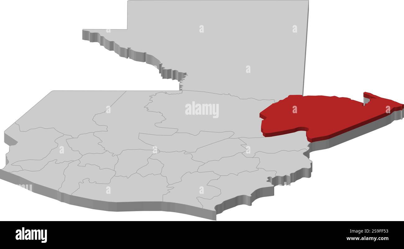 Map of Guatemala as a gray piece, Izabal is highlighted in red Stock ...