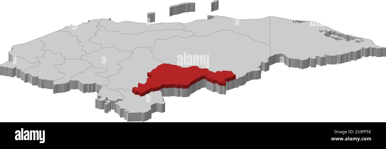 Map of Honduras as a gray piece, El Paraíso is highlighted in red Stock ...