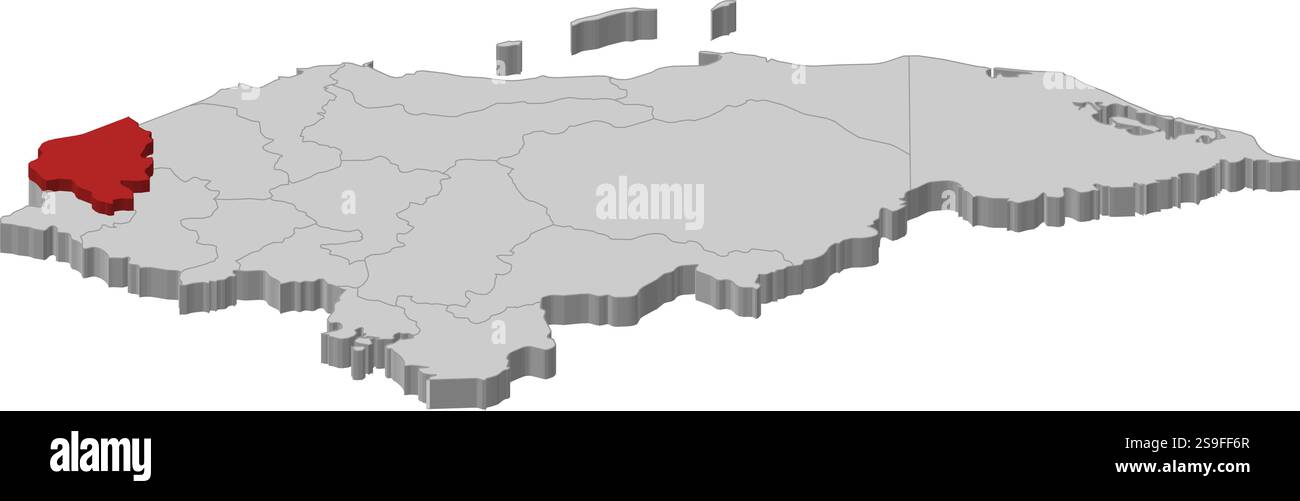 Map of Honduras as a gray piece, Copán is highlighted in red Stock ...