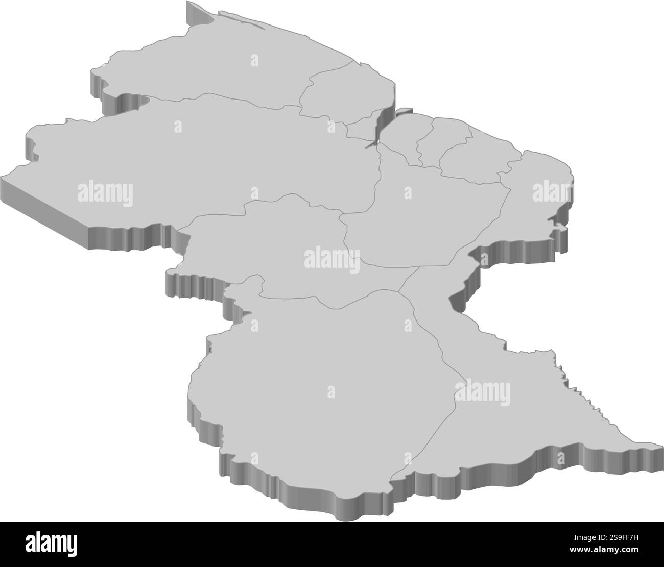 Map of Guyana as a gray piece Stock Vector Image & Art - Alamy