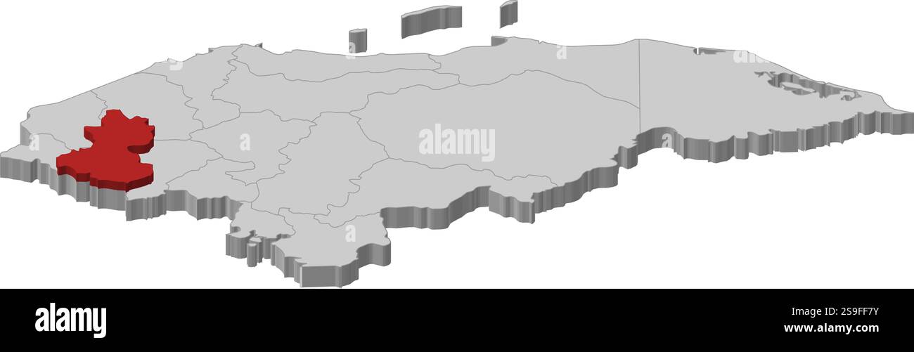 Map of Honduras as a gray piece, Lempira is highlighted in red Stock ...
