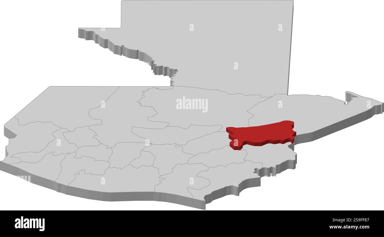 Map of Guatemala as a gray piece, Zacapa is highlighted in red Stock ...