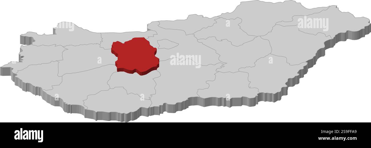 Map of Hungary as a gray piece, Fejér is highlighted in red Stock ...