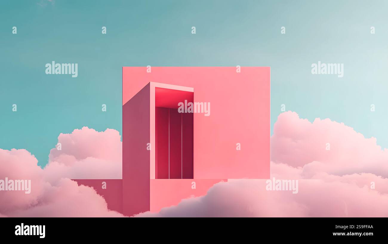 Floating Surreal Architectural Cube Segments Levitating in Dreamlike ...