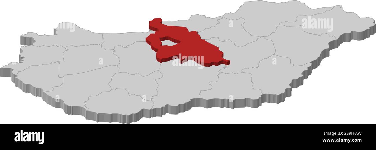 Map of Hungary as a gray piece, Pest is highlighted in red Stock Vector ...