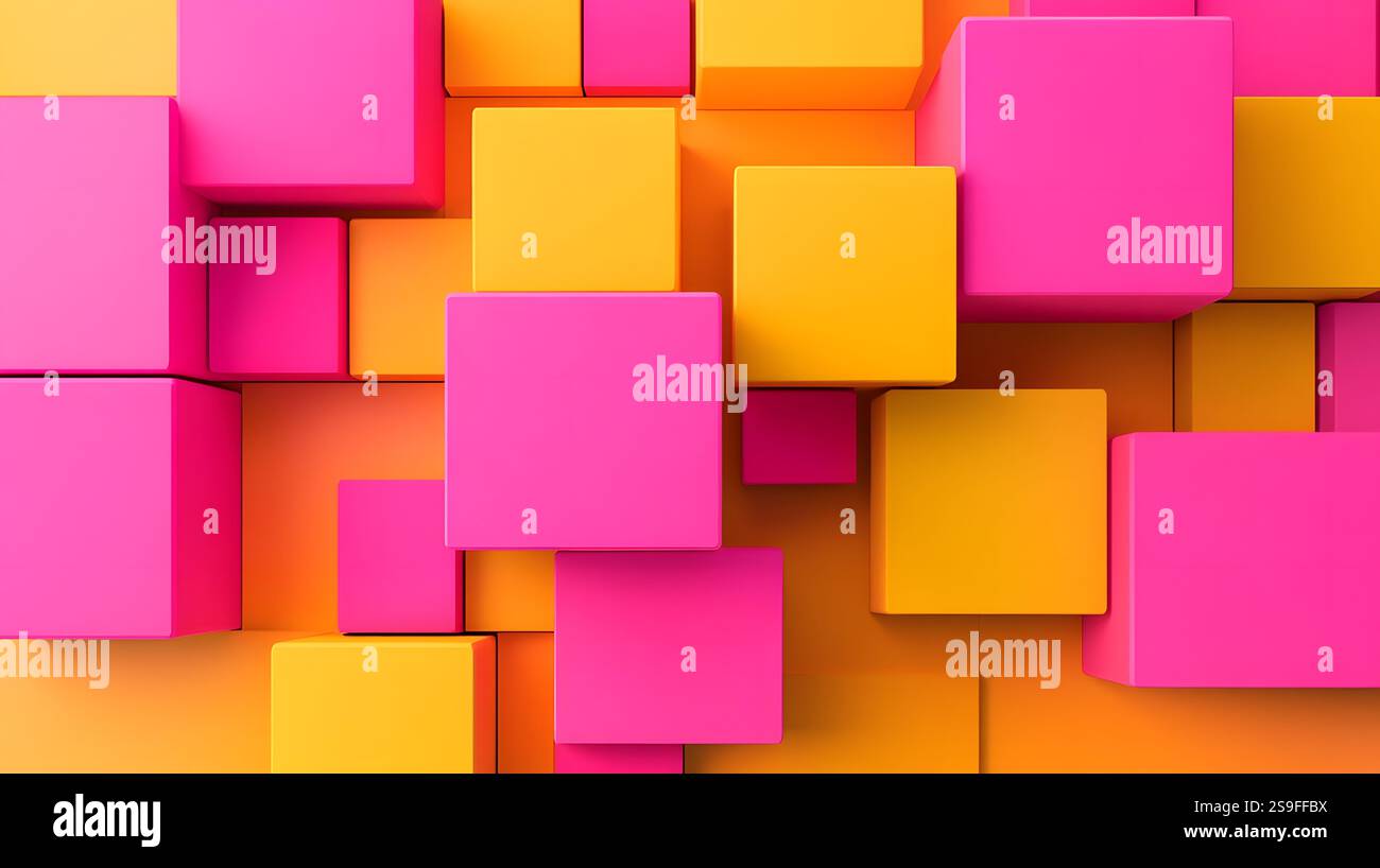 Vibrant Stacked Cubes with Dynamic Modern Layout in 3D Abstract geometric forms,clean minimalist ...