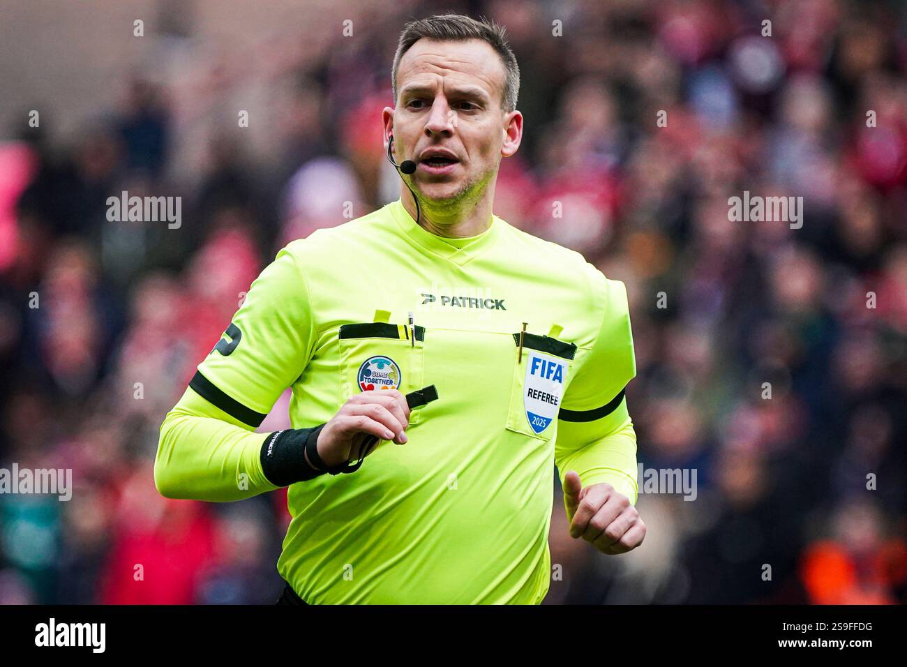 LIEGE, BELGIUM - JANUARY 26: Referee Nathan Verboomen looks on during ...