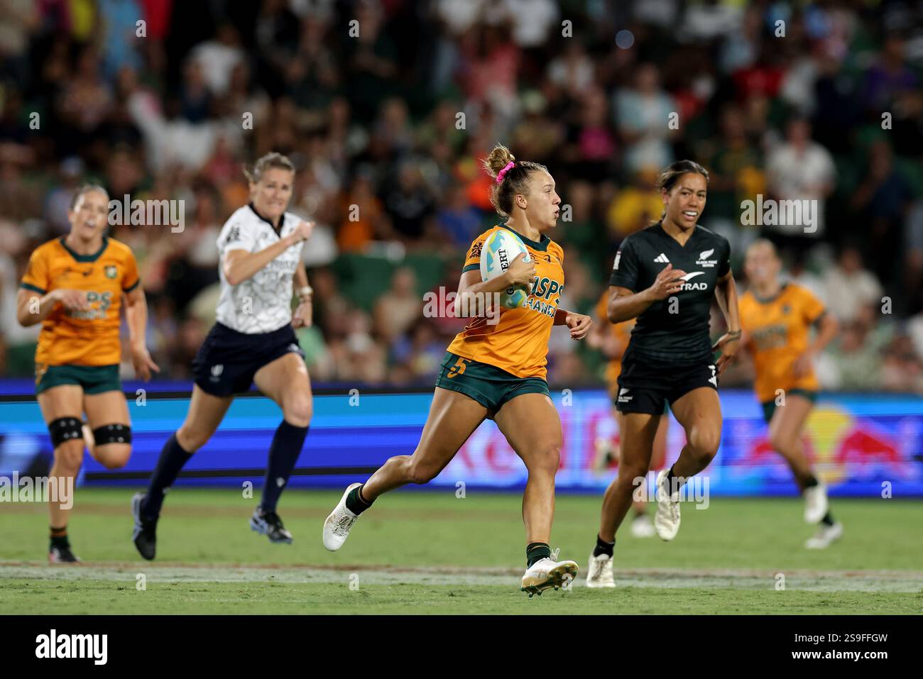 Teagan Levi of Australia runs the ball during the cup final match ...