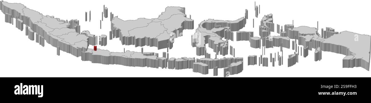 Map of Indonesia as a gray piece., Jakarta is highlighted in red Stock ...