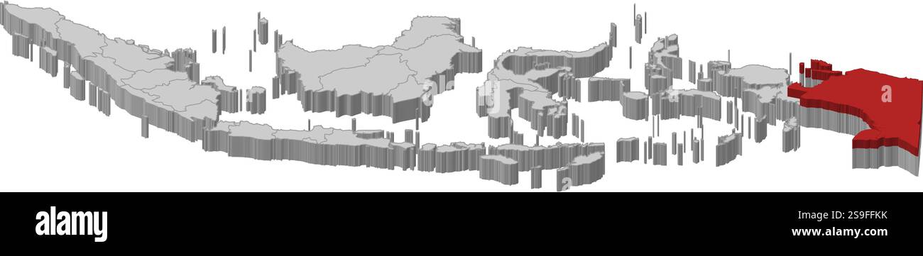 Map of Indonesia as a gray piece., Papua is highlighted in red Stock ...