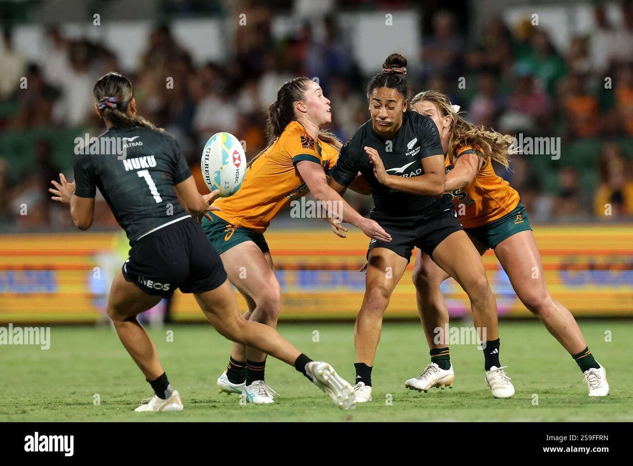 Perth, Australia. 26th Jan, 2025. Risi Pouri-Lane of New Zealand passes ...