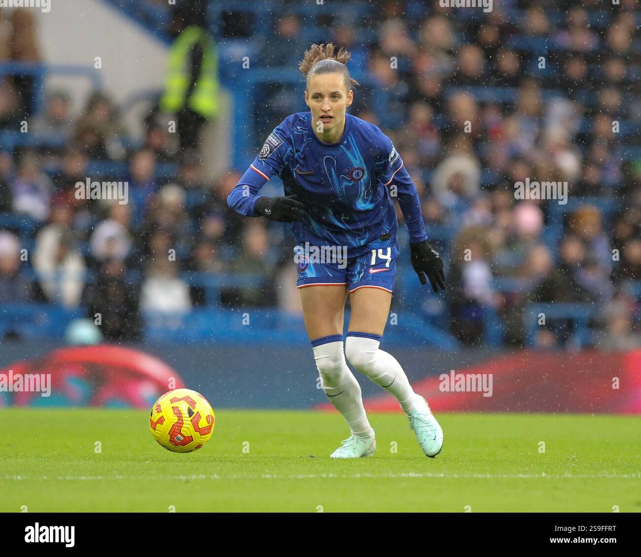 London, England, January 26 2025: Nathalie Bjorn (14 Chelsea) on the ...