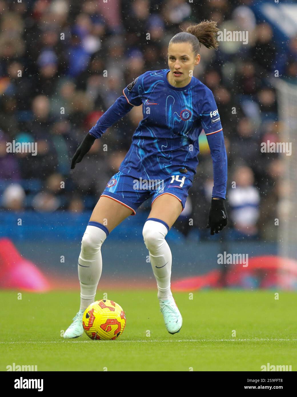 London, England, January 26 2025: Nathalie Bjorn (14 Chelsea) on the ...