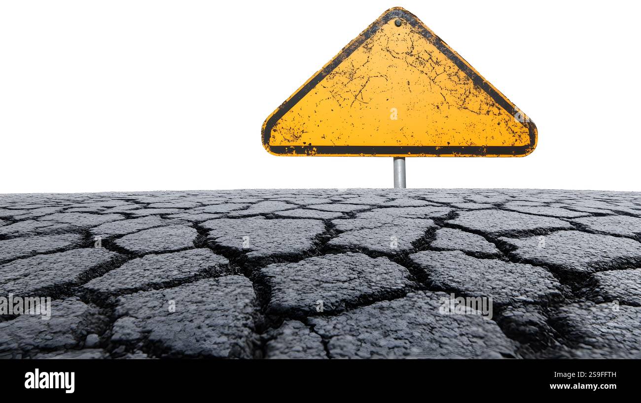 Speed Bump Sign Overlay Superimposed on Damaged Asphalt Pavement ...