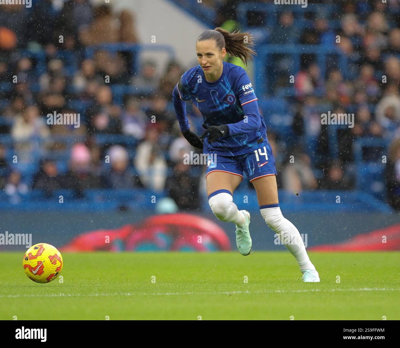 London, England, January 26 2025: Nathalie Bjorn (14 Chelsea) on the ...