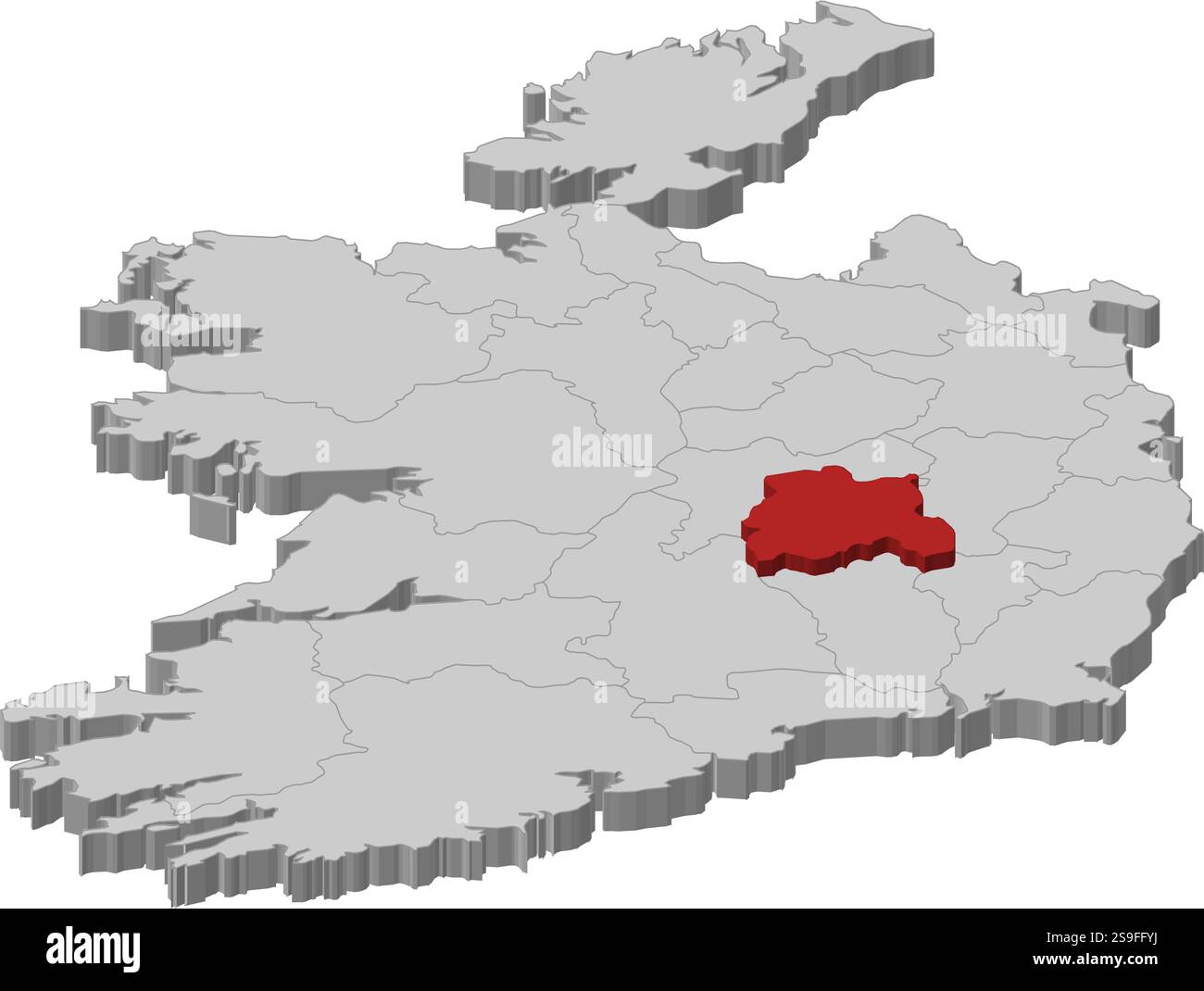 Map of Ireland as a gray piece, Laois is highlighted in red Stock ...