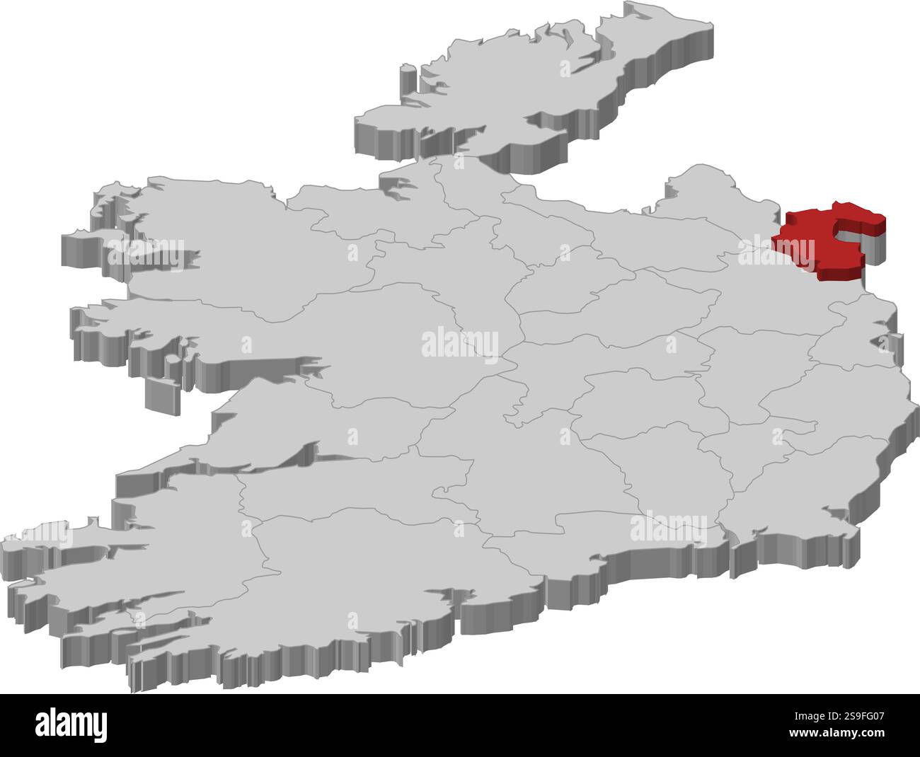 Map of Ireland as a gray piece, Louth is highlighted in red Stock ...