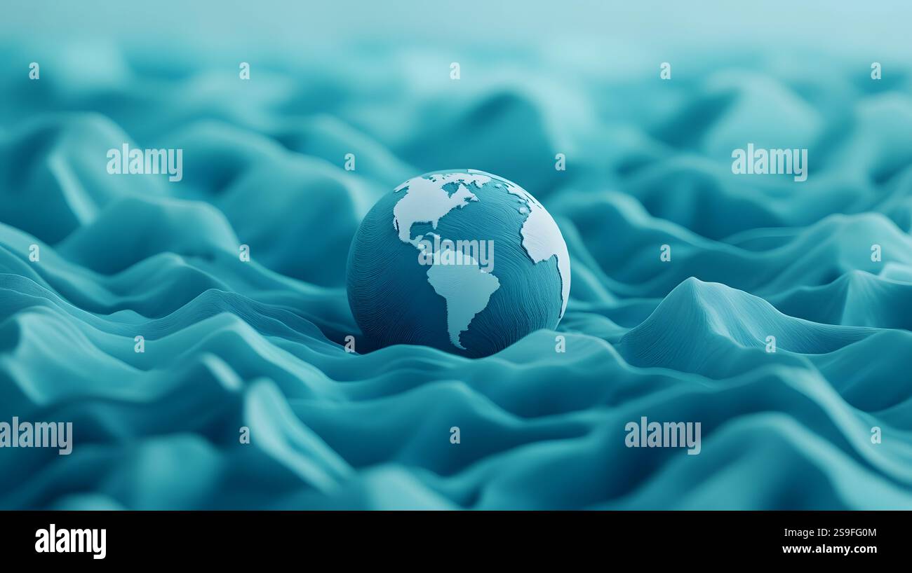 Gentle Planet Waves - Eco-Friendly 3D of Earth Floating in a Serene ...