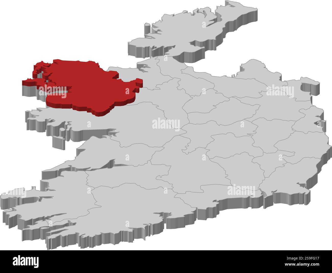 Map of Ireland as a gray piece, Mayo is highlighted in red Stock Vector ...