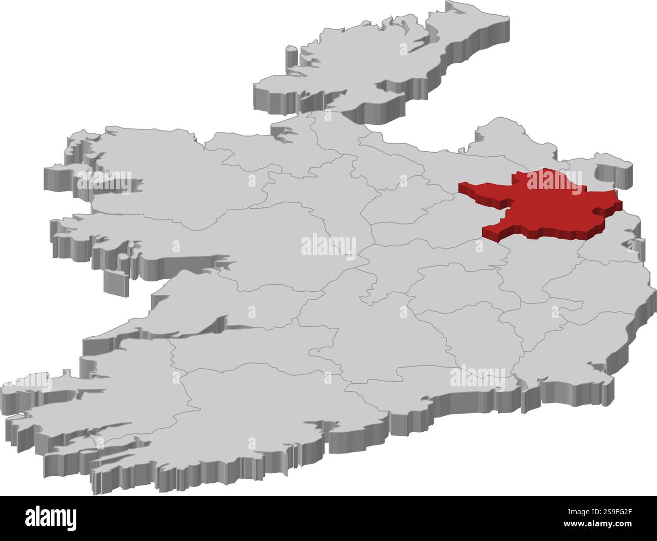 Map of Ireland as a gray piece, Meath is highlighted in red Stock ...