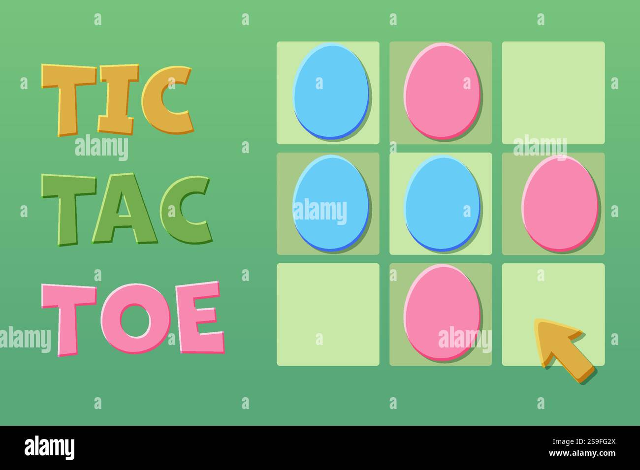 Game TIC-TAC-TOE UI. Easter themed. Background with Colored egg cards ...