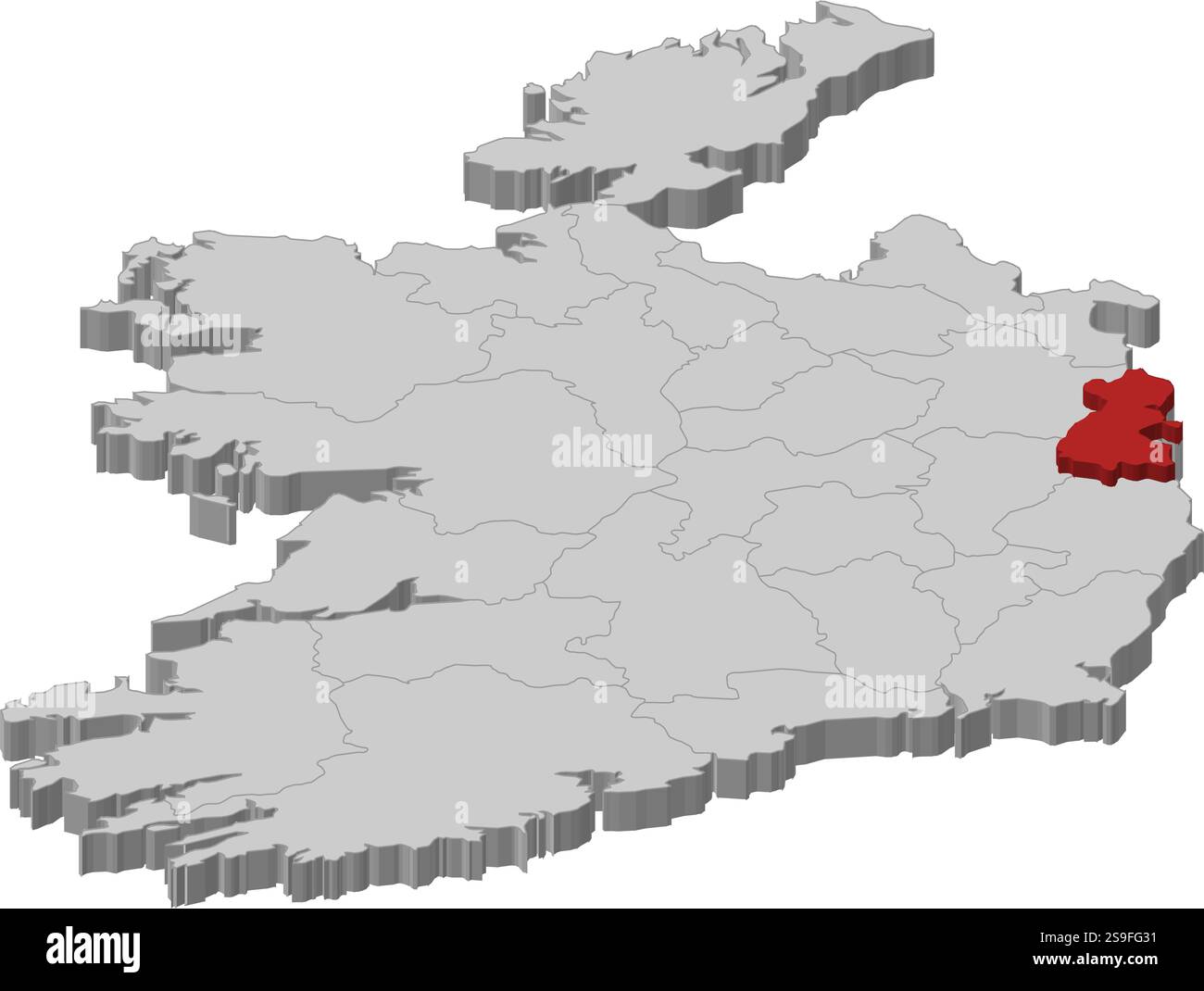 Map of Ireland as a gray piece, Dublin is highlighted in red Stock ...