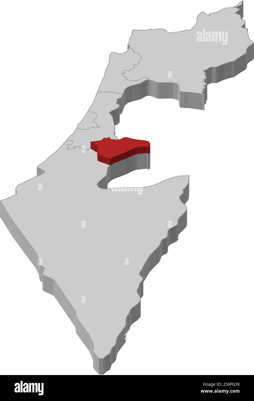 Map of Israel as a gray piece., Jerusalem is highlighted in red Stock ...
