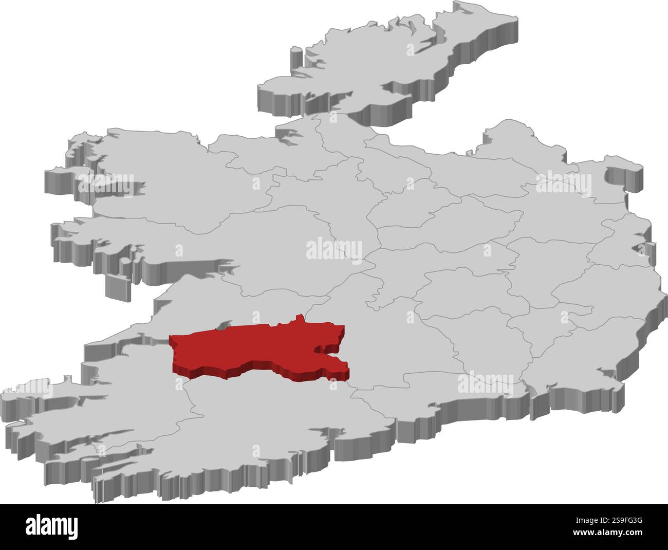 Map of Ireland as a gray piece, Limerick is highlighted in red Stock ...