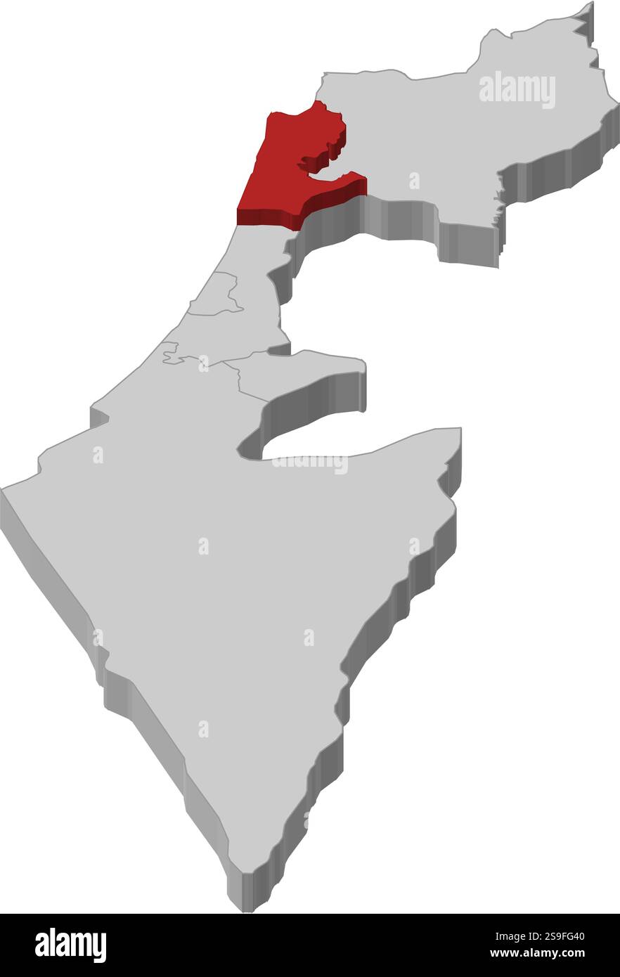 Map of Israel as a gray piece., Haifa is highlighted in red Stock ...