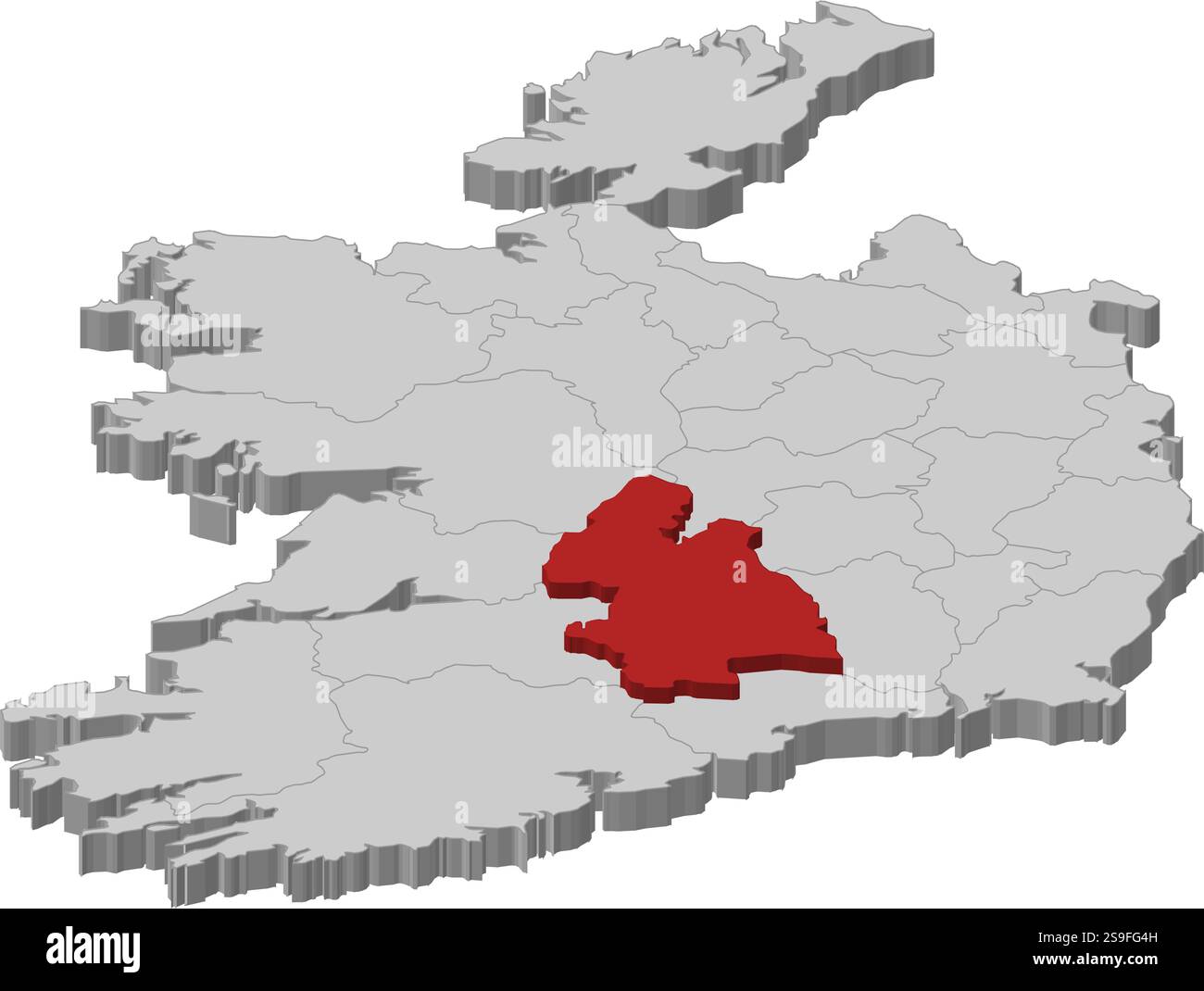 Map of Ireland as a gray piece, Tipperary is highlighted in red Stock ...