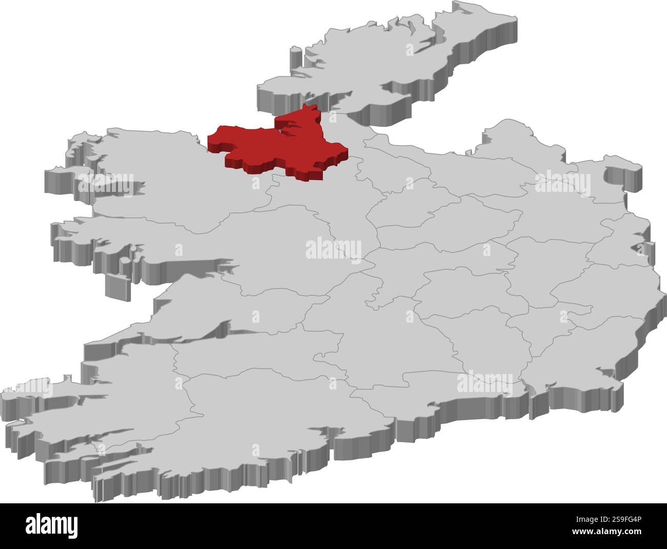 Map of Ireland as a gray piece, Sligo is highlighted in red Stock ...