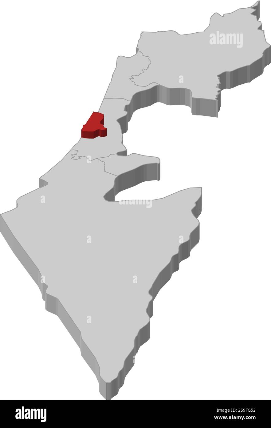 Map of Israel as a gray piece., Tel Aviv is highlighted in red Stock ...